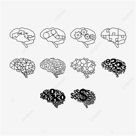 Thin Line Brain Icon Set Thin Line Vector Simple Vector Thin Line
