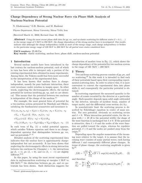 Pdf Charge Dependency Of Strong Nuclear Force Via Phase Shift Analysis Of Nucleon Nucleon