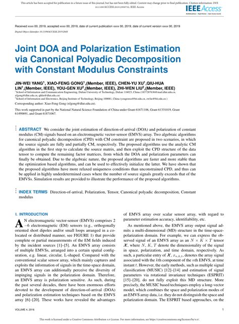 pdf joint doa and polarization estimation via canonical polyadic