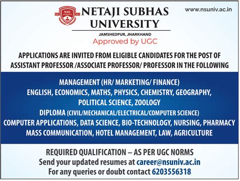 Times Ascent Ad Image For Netaji Subhas University