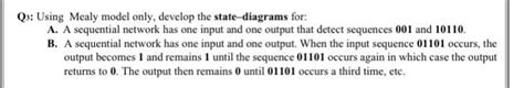 Solved Q3 Using Mealy Model Only Develop The
