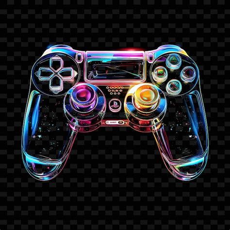 Premium Psd Glossy Prismatic Radiating Game Controller Icon With Monochr Outline Y2k Shape