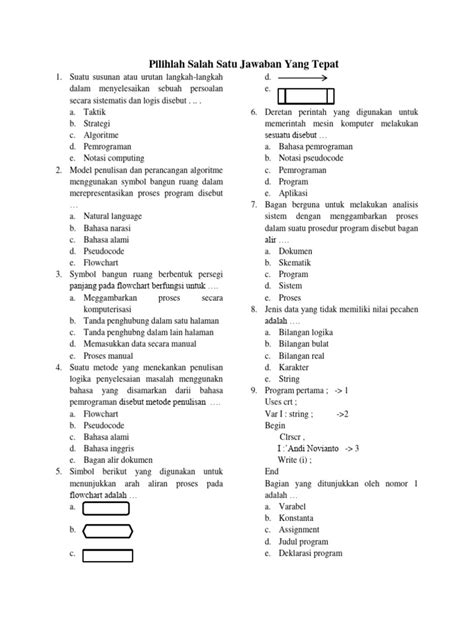 Soal Latihan Pemrograman Dasar Pdf