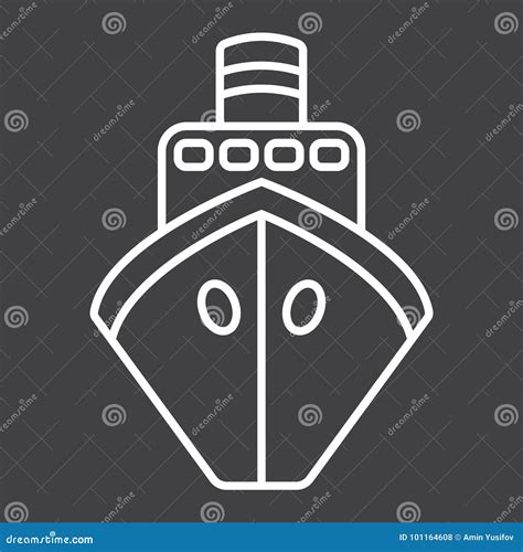 Ship Line Icon Transport And Boat Travel Sign Stock Vector Illustration Of Sail Floating