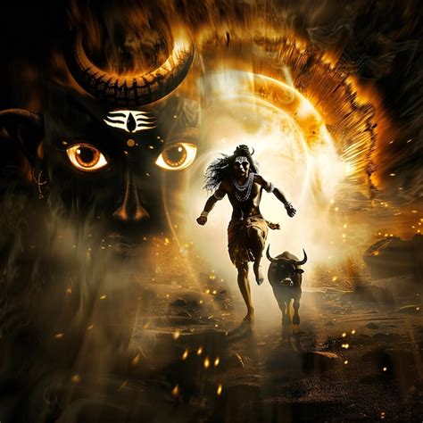 Angry Nandi Images Lord Shiva With Nandi Poster (20 Inches X 16