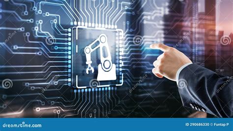 Man Clicking On A Virtual Screen Automation Software Innovation Technology Business Process