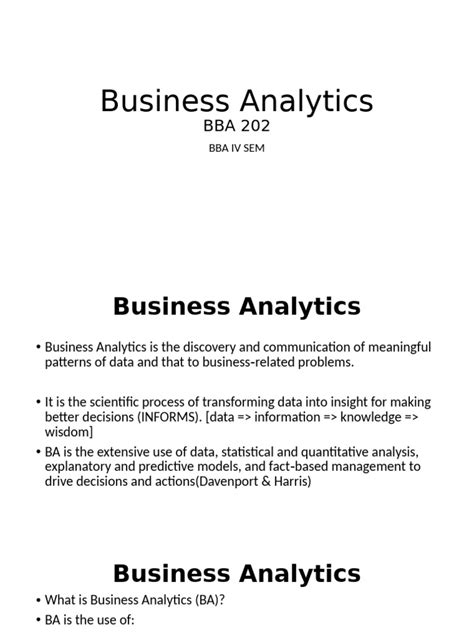 Business Analytics Unit 1 Pdf Analytics Data Science