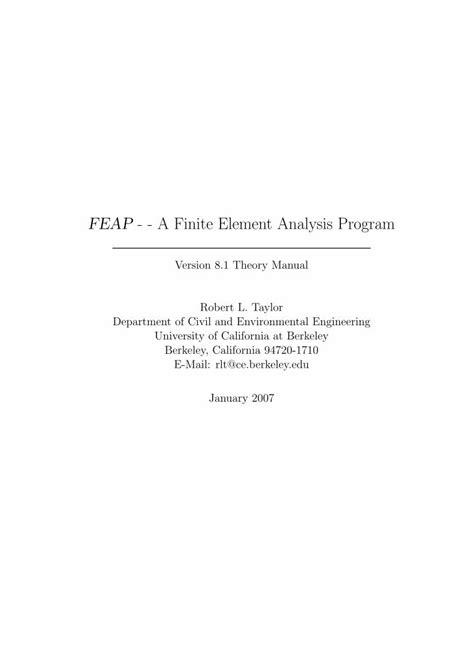 pdf feap a finite element analysis program · pdf filefeap a