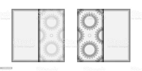 텍스트와 빈티지 장식을위한 장소와 벡터 초대 카드 엽서 디자인 만다라와 흰색 색상 0명에 대한 스톡 벡터 아트 및 기타 이미지 0명 검은색 꽃 식물 Istock