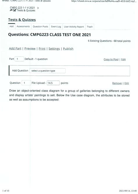 Class Test Test CMPG Studocu