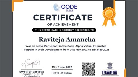 raviteja amancha on linkedin codealpha webdevelopment internship work