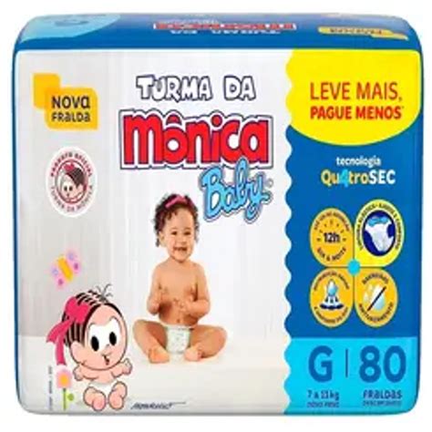 Fralda Turma Da Mônica Giga G 80 Unidades