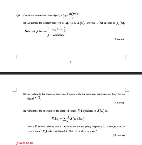 Solved Q Consider A Continuous Time Signal X T A Chegg