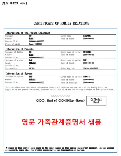 영문 가족관계증명서 인터넷발급 방법