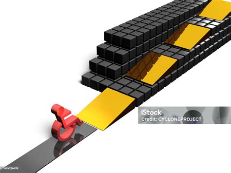 휠체어에 대한 장벽없는 접근성을 나타내는 추상적 인 개념 계단과 경사로 설치 사회 인프라 강화 3d 렌더링 흰색 배경입니다 0명에 대한 스톡 사진 및 기타 이미지 Istock