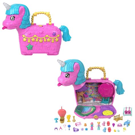 Polly Pocket Unicorn Partyland Playset 2 Micro Dolls 25 Accessories