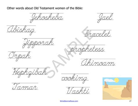 Handwriting Practice With Old Testament Women Of The Bible Cursive