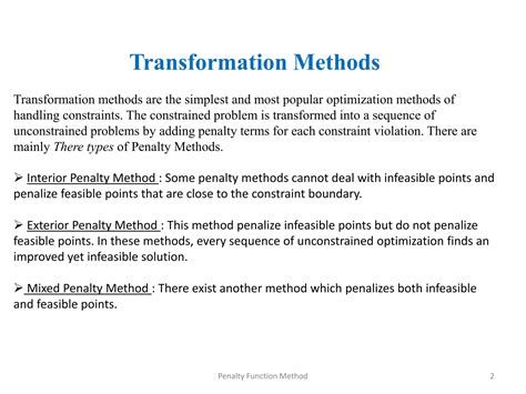 Penalty Function Method In Modern Optimization Techniques Pptx