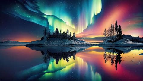 Nature Night Sky Stars Galaxy And Aurora Generative Ai Stock