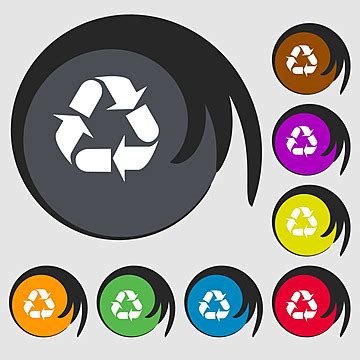 Vector Icons Of Processing Symbol Displayed On Eight Flat Buttons Vector Icon Shape Element