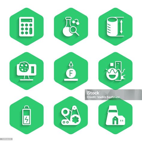 물리 공식의 힘 타이밍 벨트 키트 발전소 기본 기하학적 모양 배터리 유전 공학 높이 기하학적 그림과 계산기 아이콘을 설정합니다 벡터 Dna에 대한 스톡 벡터 아트 및 기타