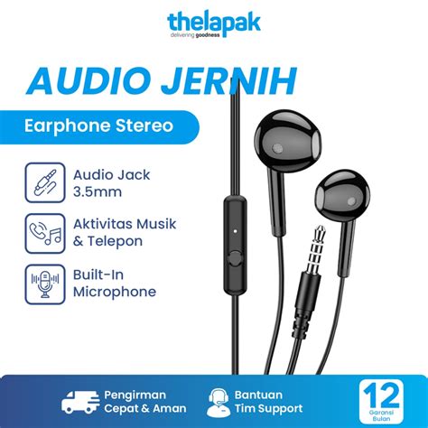 Jual Earphone Hi Fi Audio Jack Suara Stereo Headset Built In Microphone Garansi Shopee Indonesia