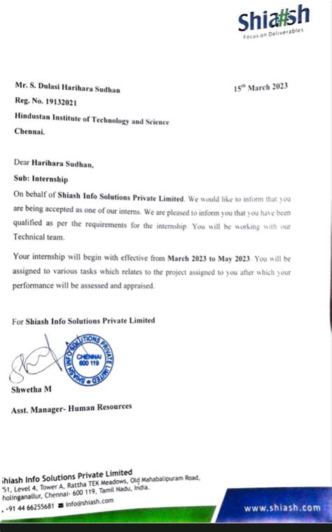 Sd Harihara Sudhan On Linkedin Excited To Kick Off My Internship In