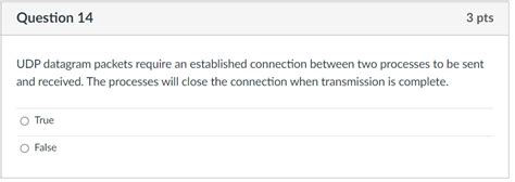Solved Udp Datagram Packets Require An Established