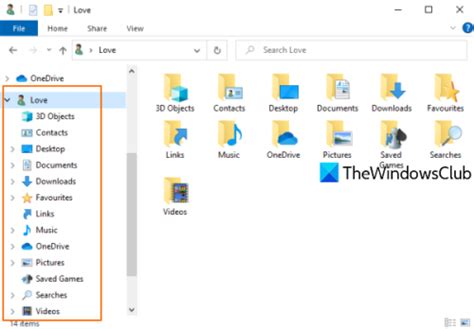 Add User Profile Folder To Navigation Pane Of File Explorer