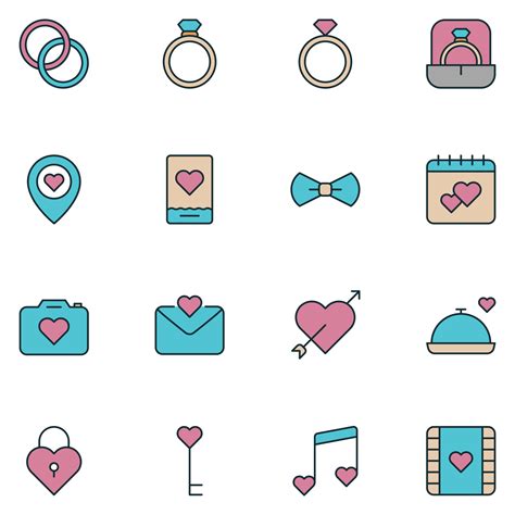 Wedding Filled Line Icon Set Vector 12758612 Vector Art At Vecteezy