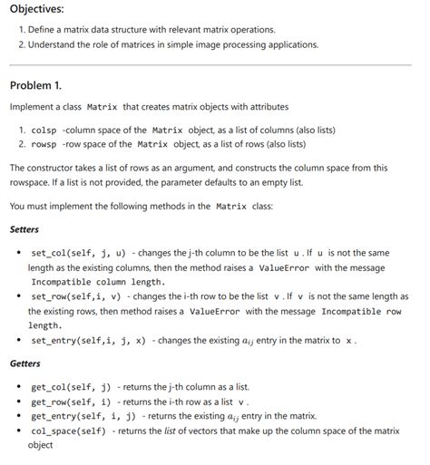 Solved Objectives 1 Define A Matrix Data Structure With