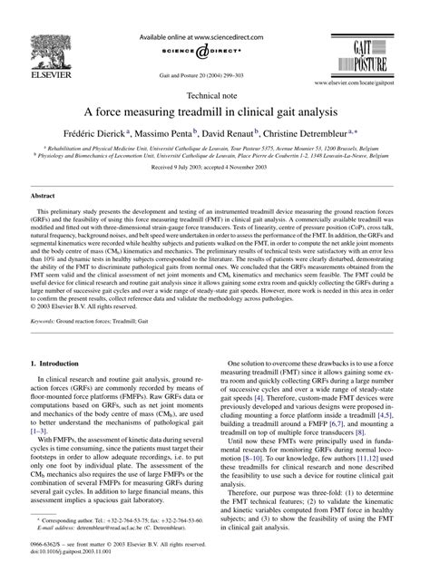 Pdf A Force Measuring Treadmill In Clinical Gait Analysis