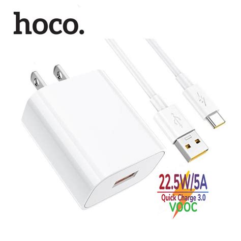 Bộ sạc nhanh 22 5W Hoco DC19 USB to Type C sạc nhanh 5A Q C 3 0 hỗ trợ VOOC dây dài 100cm