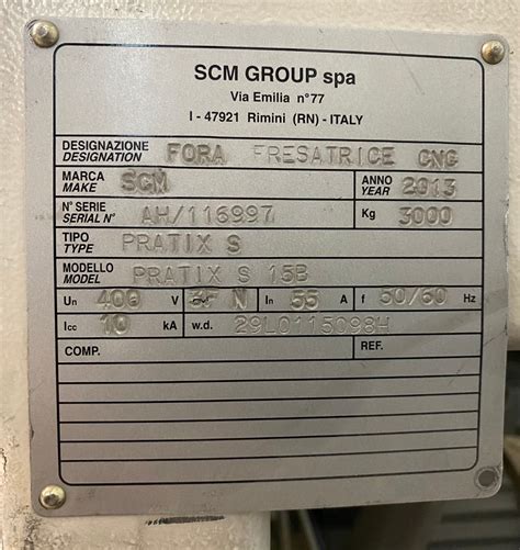 2013 Scm Pratix S 15b Cnc Router 5x12 California Ibid Machinery