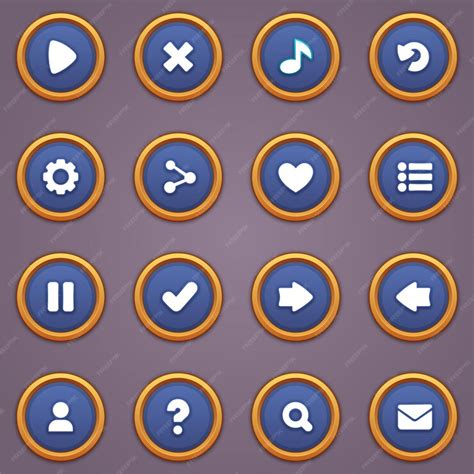 Premium Vector Game Ui Set Of Buttons In Cartoon Style Gui To Build 2d Games Cartoon Casual