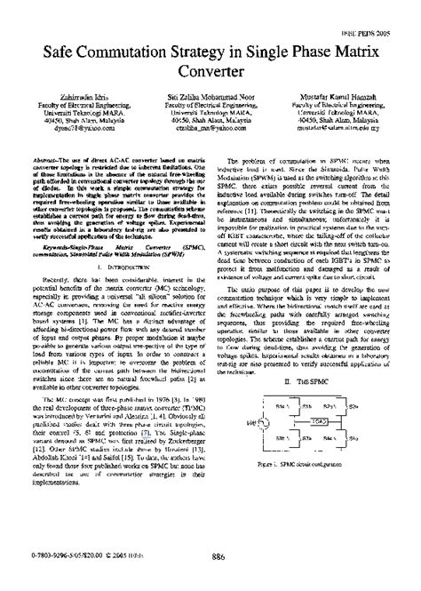 Pdf Safe Commutation Strategy In Single Phase Matrix Converter