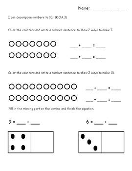 Composing Numbers Assessment By Yellow Rose Garten TPT