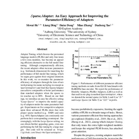 Sparseadapter An Easy Approach For Improving The Parameter Efficiency Of Adapters Acl Anthology