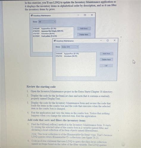 Solved In This Exercise Youll Use Linq To Update The