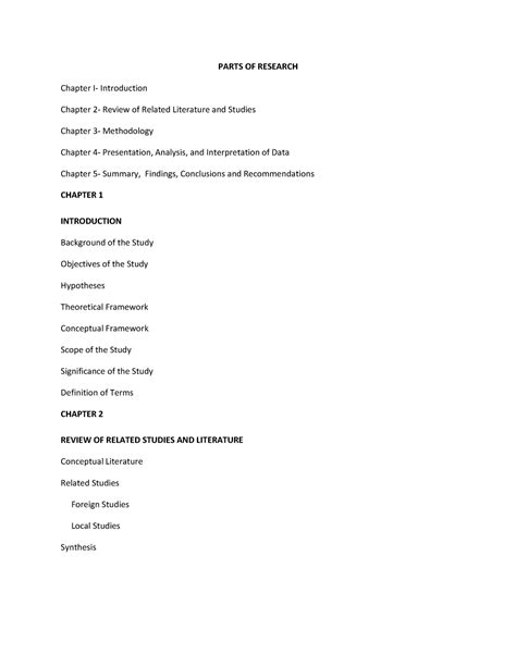 What Are The Parts Of Chapter 5 In Research Design Talk