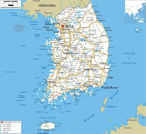 Detailed Clear Large Road Map Of South Korea Ezilon Maps
