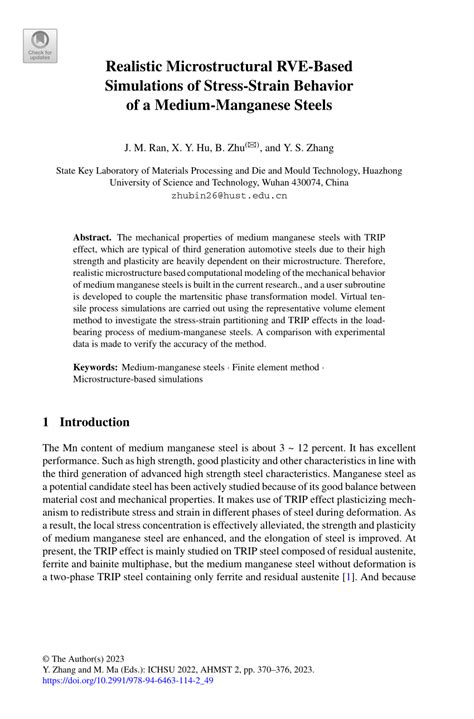 Pdf Realistic Microstructural Rve Based Simulations Of Stress Strain Behavior Of A Medium