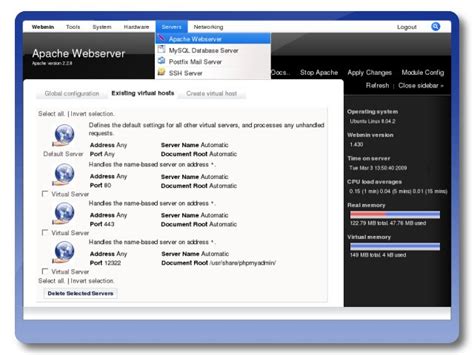 Web Management Interface Apache Lamp Configuration Turnkey Gnulinux