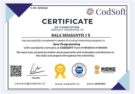 Bala Shasanth On Linkedin Java Internship Coding Programming