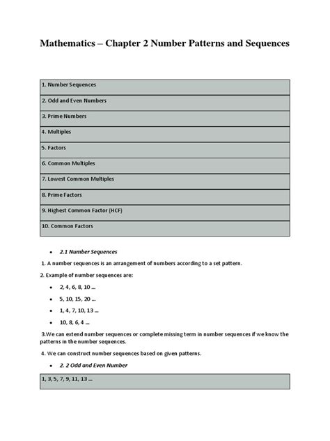 Mathematics Chapter 2 Number Patterns And Sequences Pdf Numbers