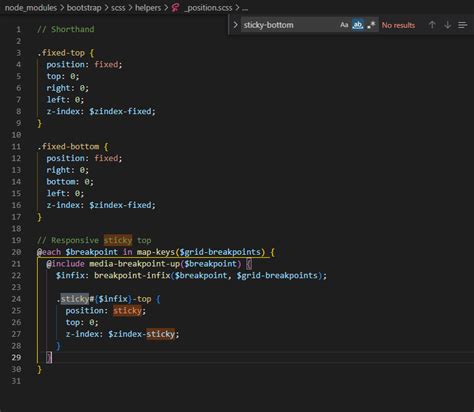 missing sticky bottom and its responsive css classes · issue 36396
