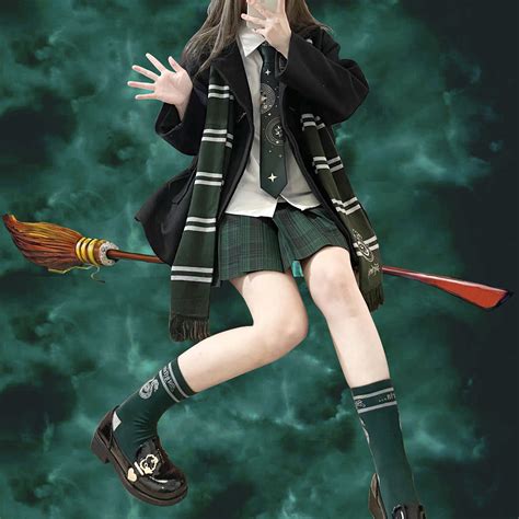 墨绿显白jk格裙高腰百褶裙哈利波特斯莱特林蛇院校供学院风山中 虎窝淘