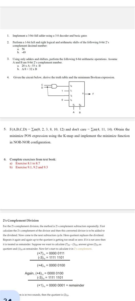 Solved 1 Implement A 3 Bit Full Adder Using A 38 Decoder