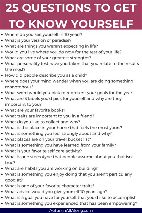 Questions to get to know yourself — autumn all along – Artofit