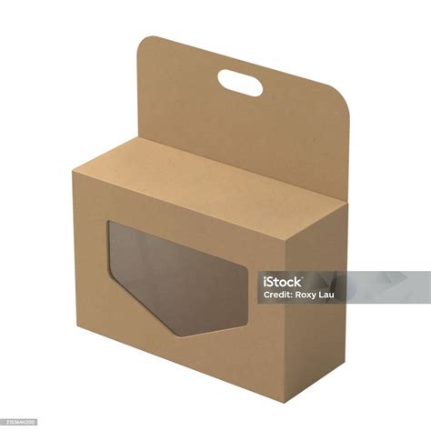 투명 창 Window Box 모형 템플릿 디자인 흰색 배경 3d 일러스트 레이 션 3d 렌더링과 크래프트 종이 상자 0명에 대한 스톡 사진 및 기타 이미지 Istock
